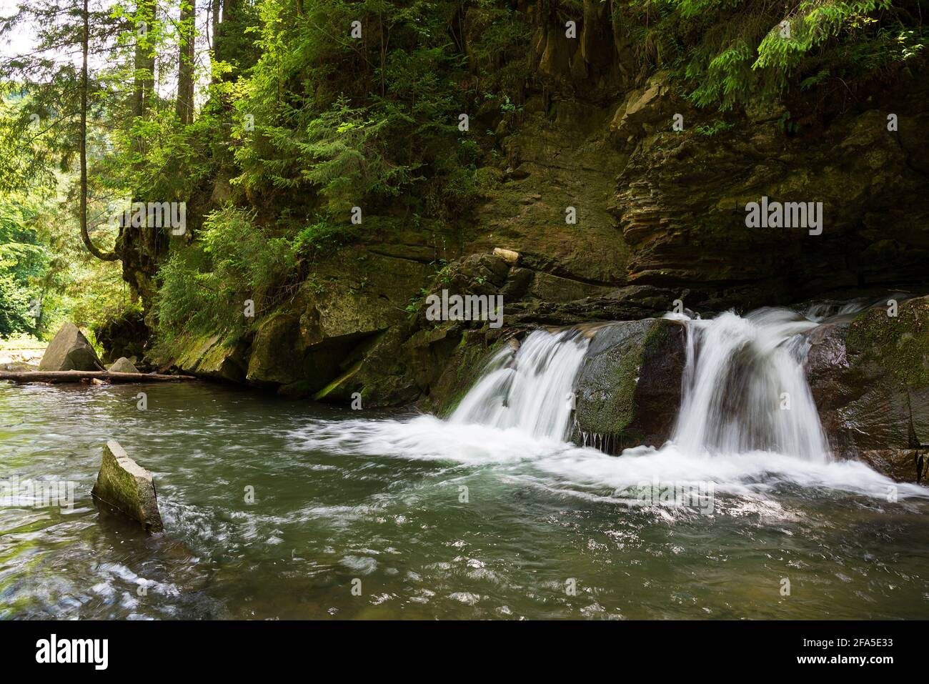 Landscape with small mountain river in Western Ukraine, Europe Stock ...