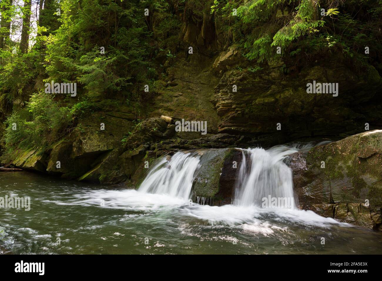 Landscape with small mountain river in Western Ukraine, Europe Stock ...