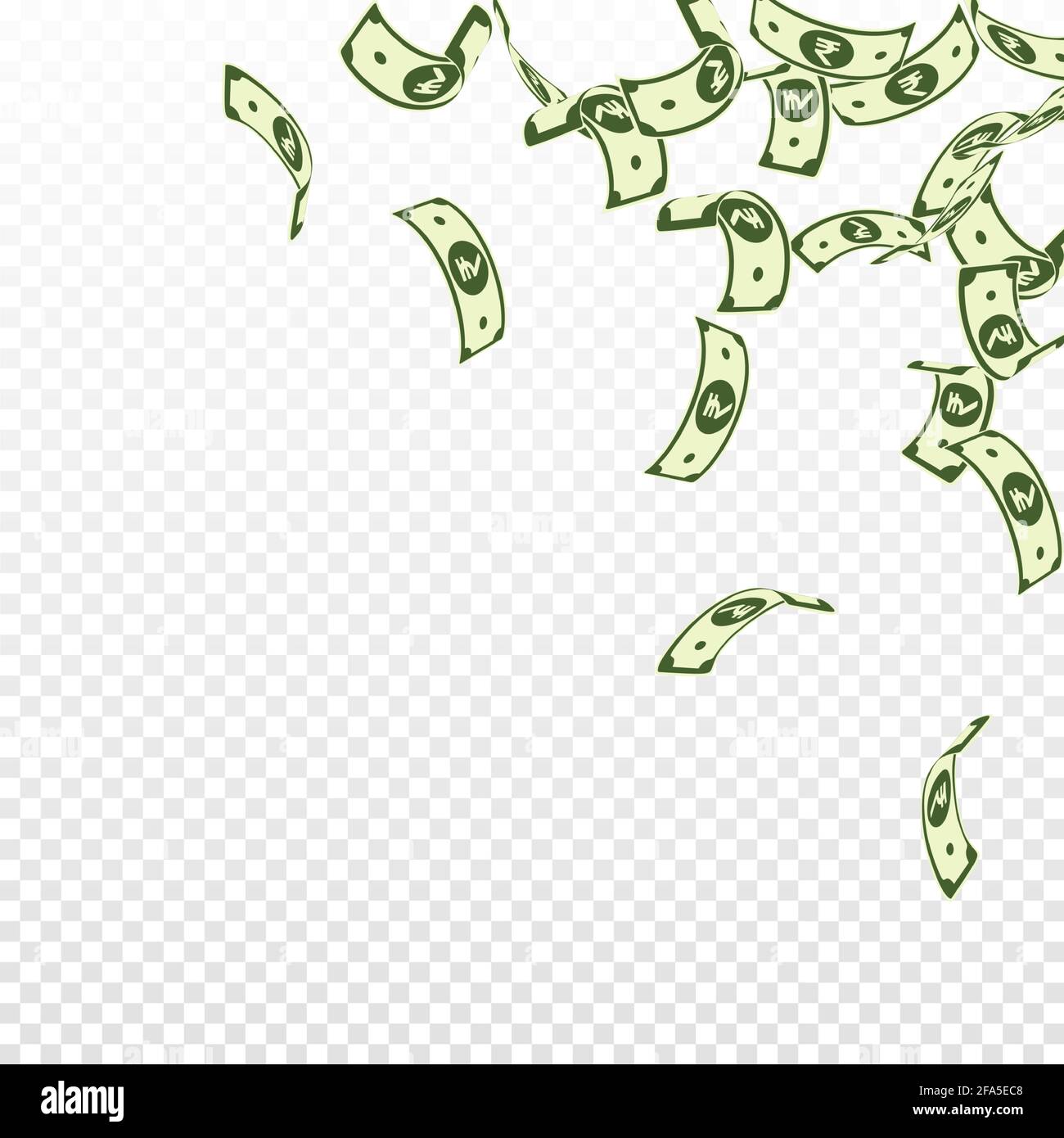 Indian rupee notes falling. Floating INR bills on transparent ...