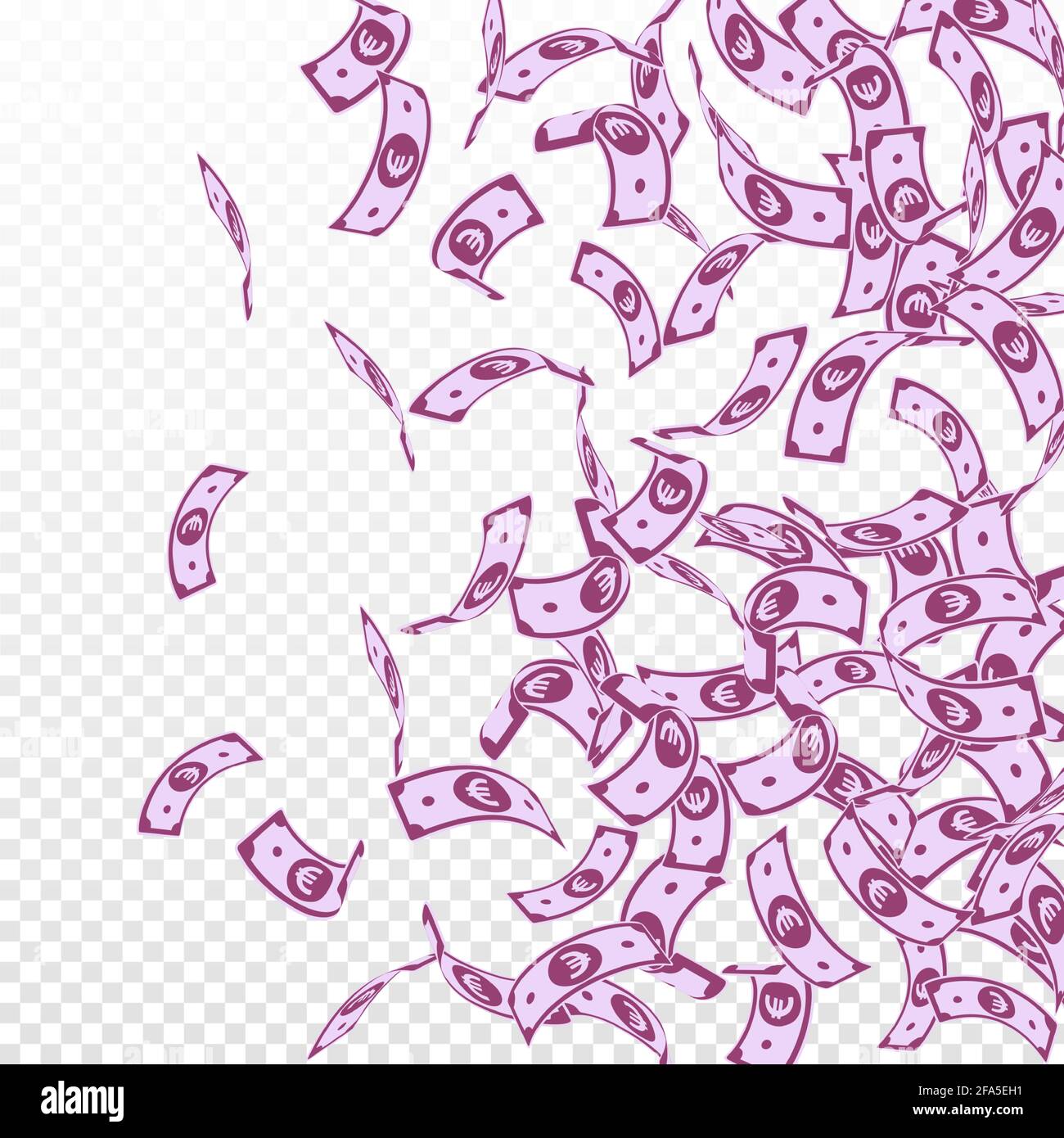 European Union Euro notes falling. Floating EUR bills on transparent ...