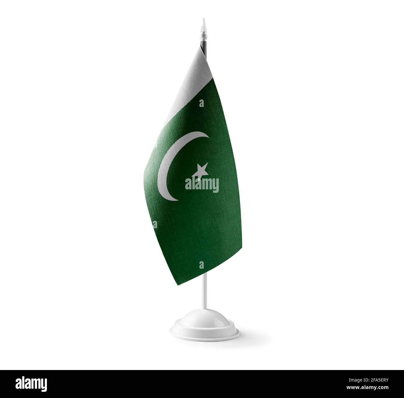 Small national flag of the Pakistan on a white background Stock Photo ...