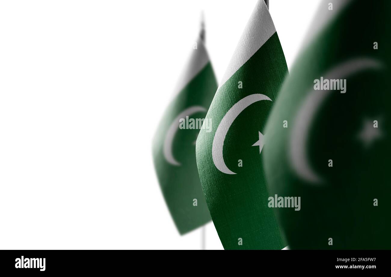 Small national flags of the Pakistan on a white background Stock Photo ...