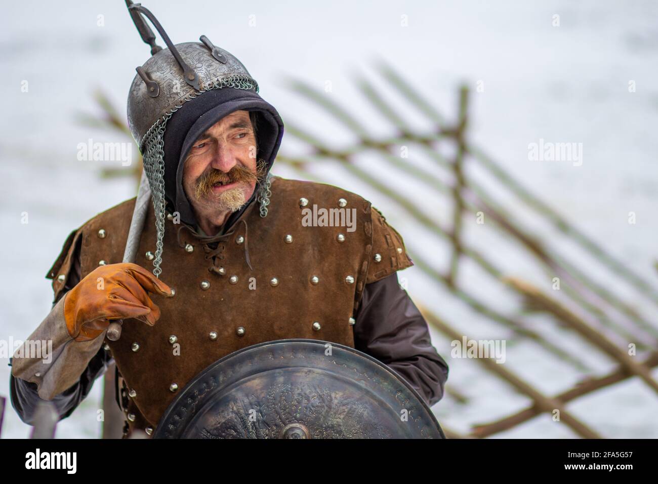 ZAGREB, CROATIA - Feb 09, 2013: History hobbyst dressed as a medieval ...