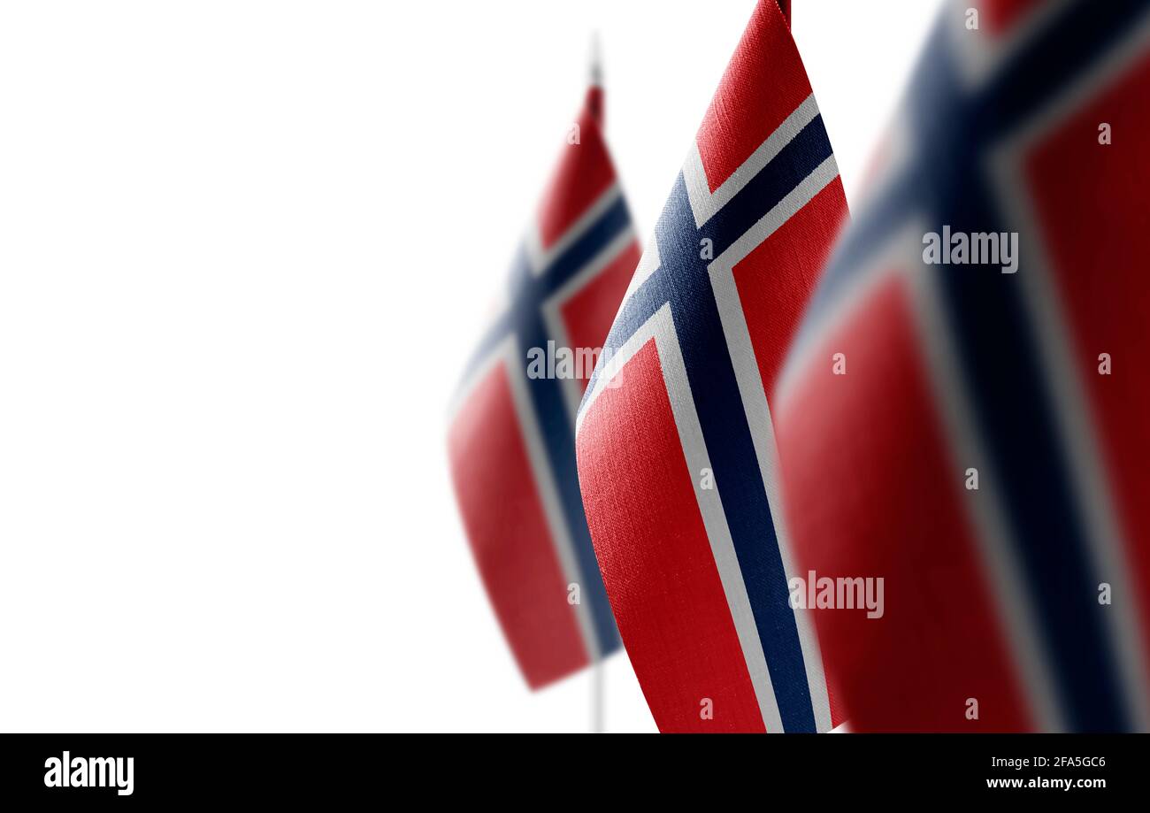 Small national flags of the Norway on a white background Stock Photo ...