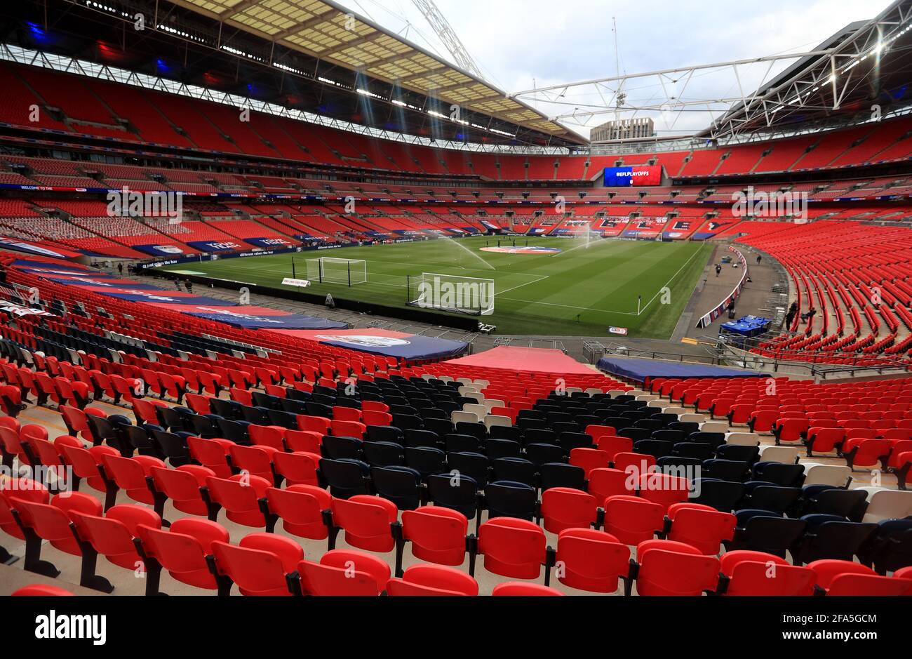 File photo dated 29-06-2020 of General view of the empty Wembley ...