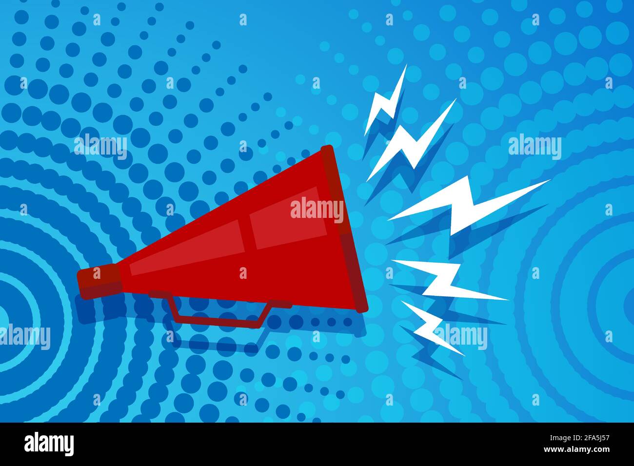 Vector vintage poster with retro megaphone on blue background. Retro ...