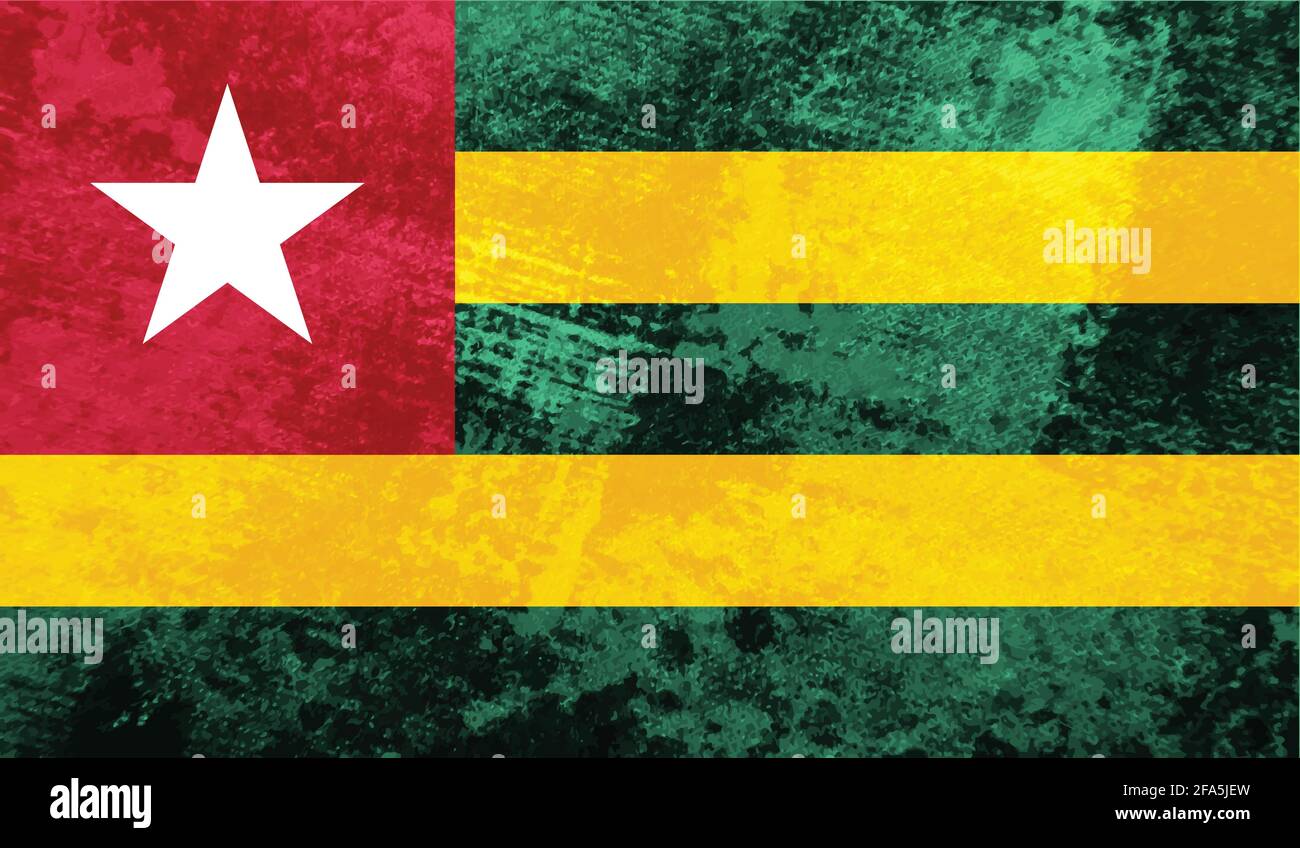 Togo flag with waving grunge texture. Vector background Stock Vector ...