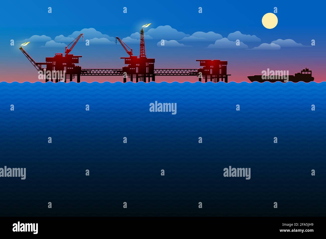 Oil derrick in sea for industrial design Stock Vector Image & Art - Alamy