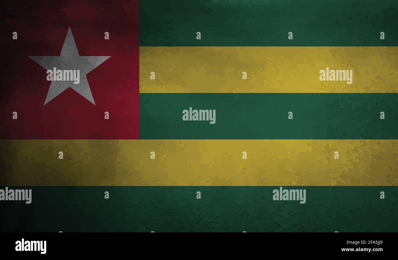 Togo flag with waving grunge texture. Vector background Stock Vector ...