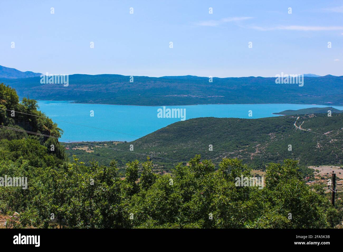 Stunning greek sea, lake landscape Stock Photo - Alamy