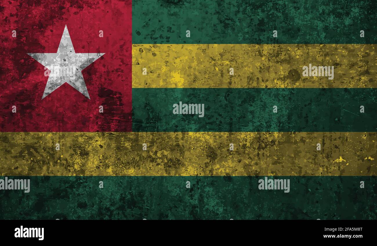 Togo flag with waving grunge texture. Vector background Stock Vector ...