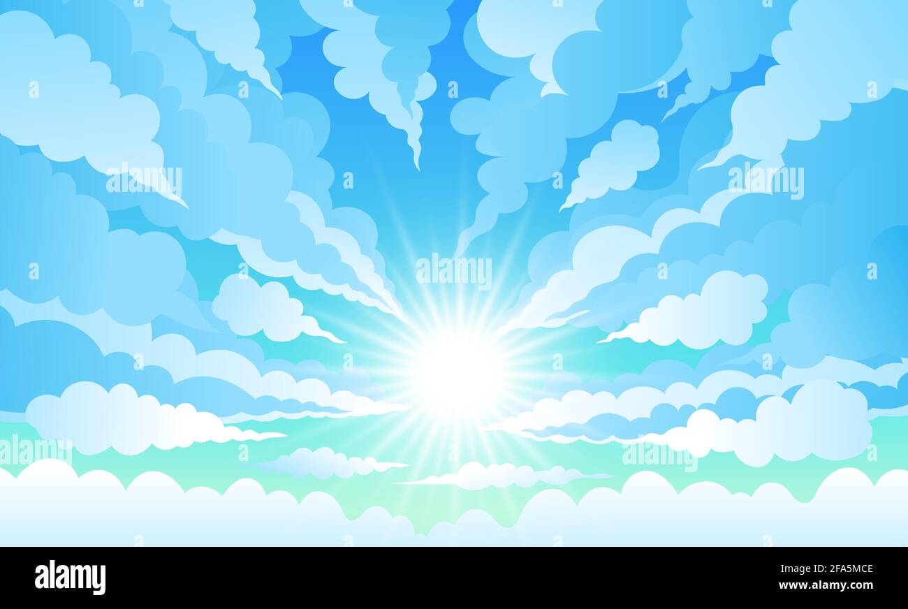 Sky, cloudy day And the sun shining. Vector Sky Background Stock Vector ...