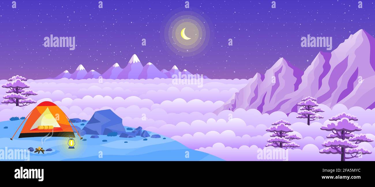 The camp on the top of the hill The night is full of stars. And the ...