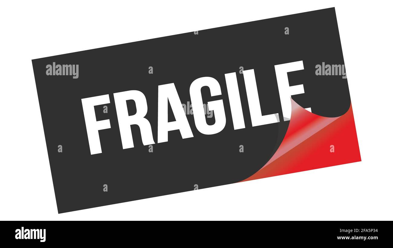 FRAGILE text written on black red sticker stamp Stock Photo - Alamy