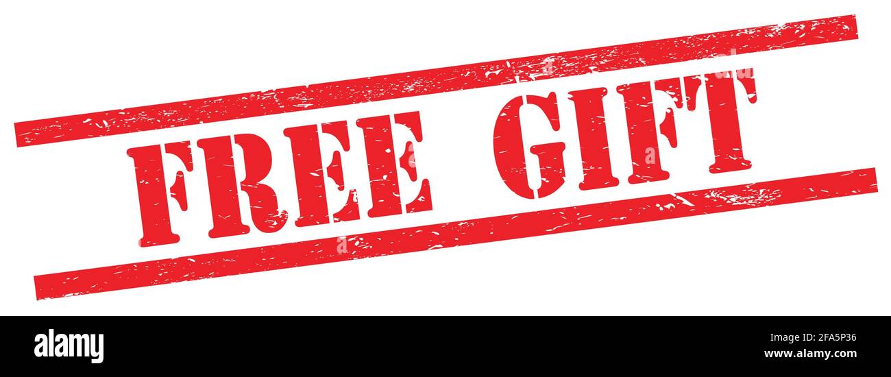 FREE GIFT text on red grungy rectangle vintage stamp Stock Photo - Alamy