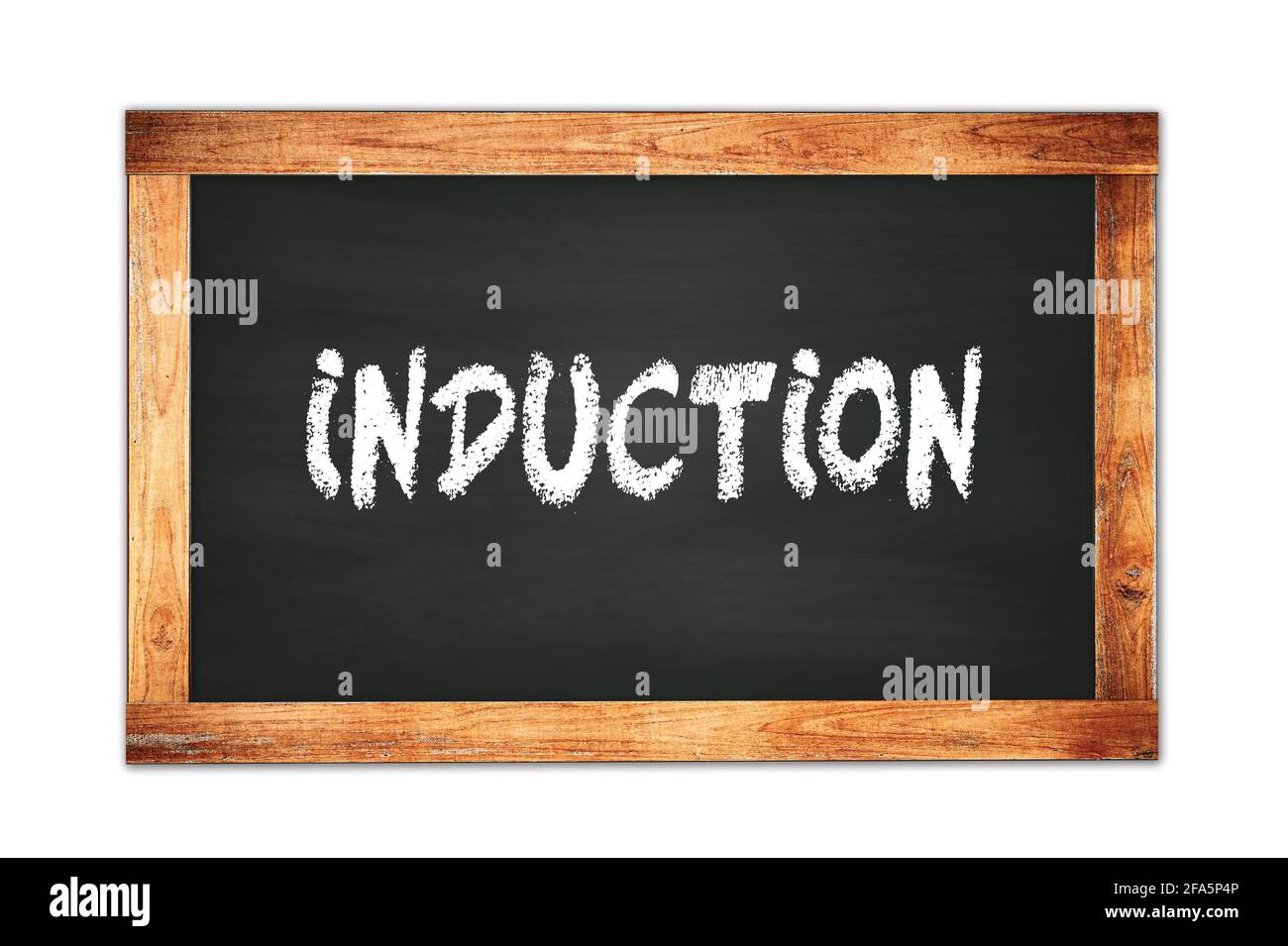 INDUCTION text written on black wooden frame school blackboard Stock ...