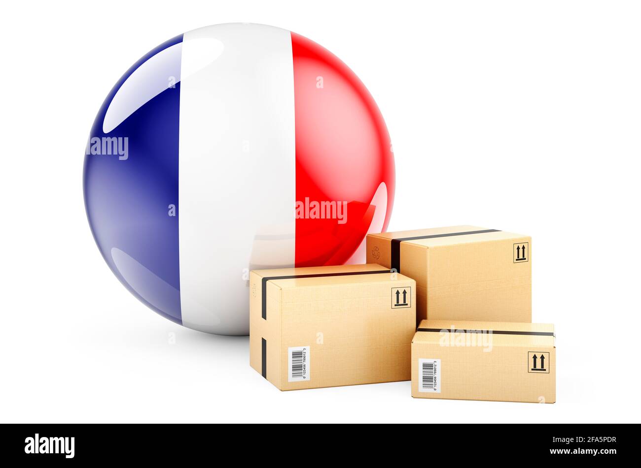 Parcels with French flag. Shipping and delivery in France, concept. 3D ...