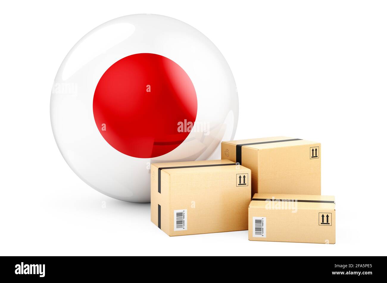 Parcels with Japanese flag. Shipping and delivery in Japan, concept. 3D ...
