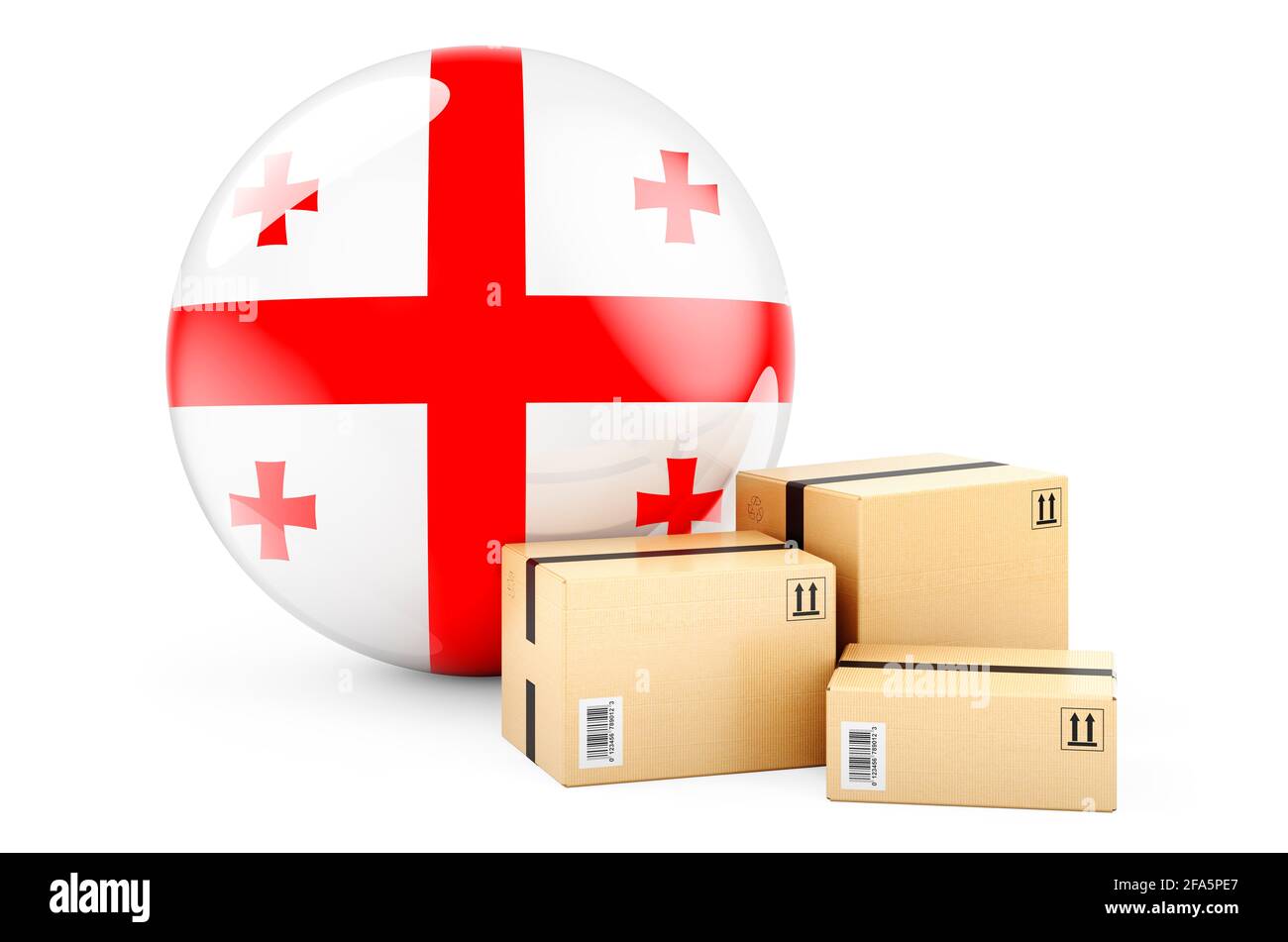Parcels with Georgian flag. Shipping and delivery in Georgia, concept ...