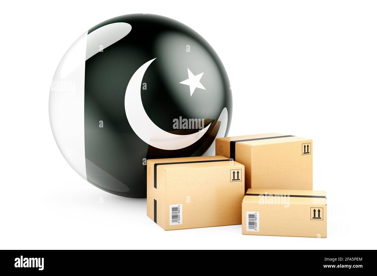Parcels with Pakistani flag. Shipping and delivery in Pakistan, concept ...