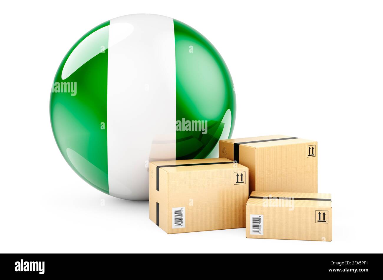 Parcels with Nigerian flag. Shipping and delivery in Nigeria, concept ...