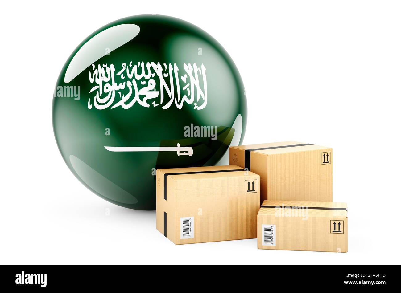 Parcels with flag of Saudi Arabia. Shipping and delivery in Saudi ...