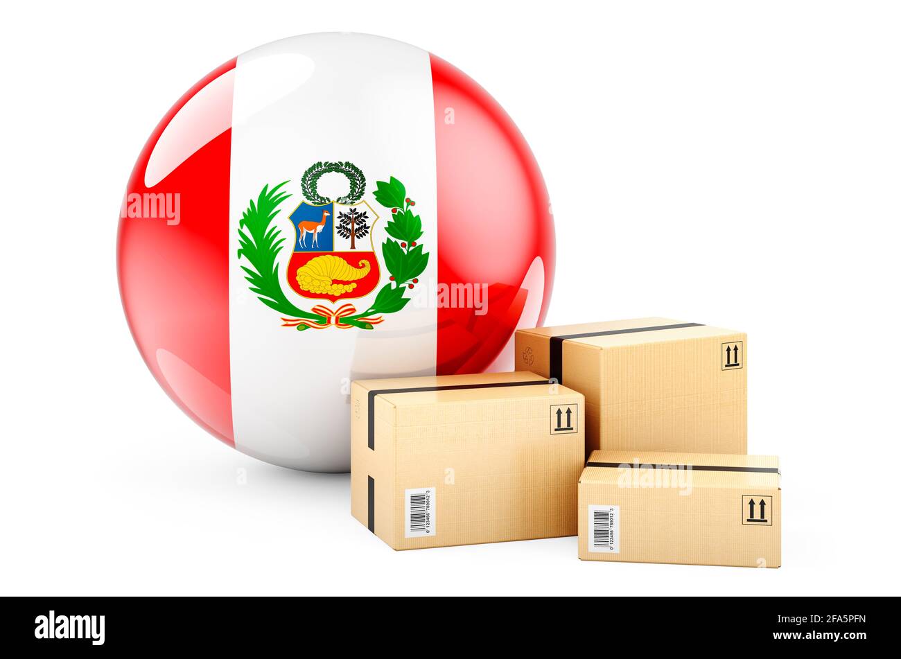 Parcels with Peruvian flag. Shipping and delivery in Peru, concept. 3D ...