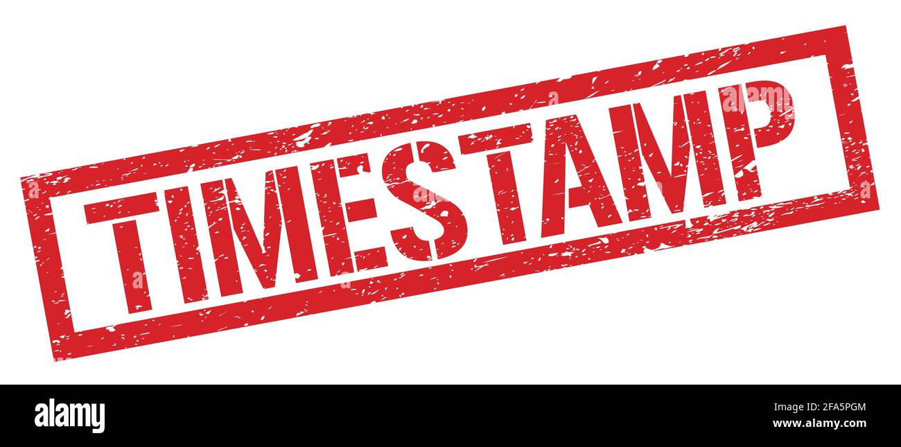 TIMESTAMP red grungy rectangle stamp sign Stock Photo - Alamy