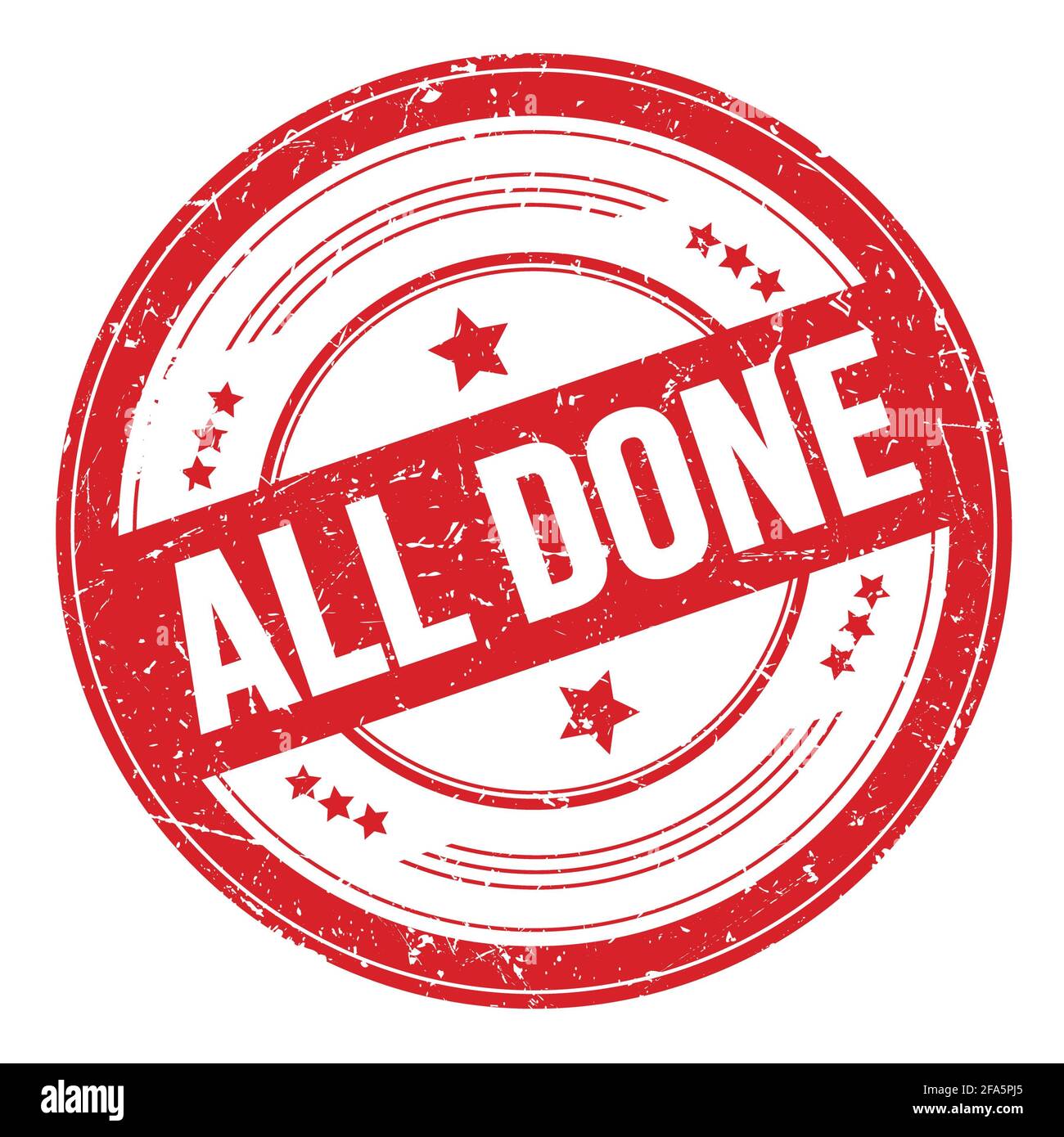 ALL DONE text on red round grungy texture stamp Stock Photo - Alamy