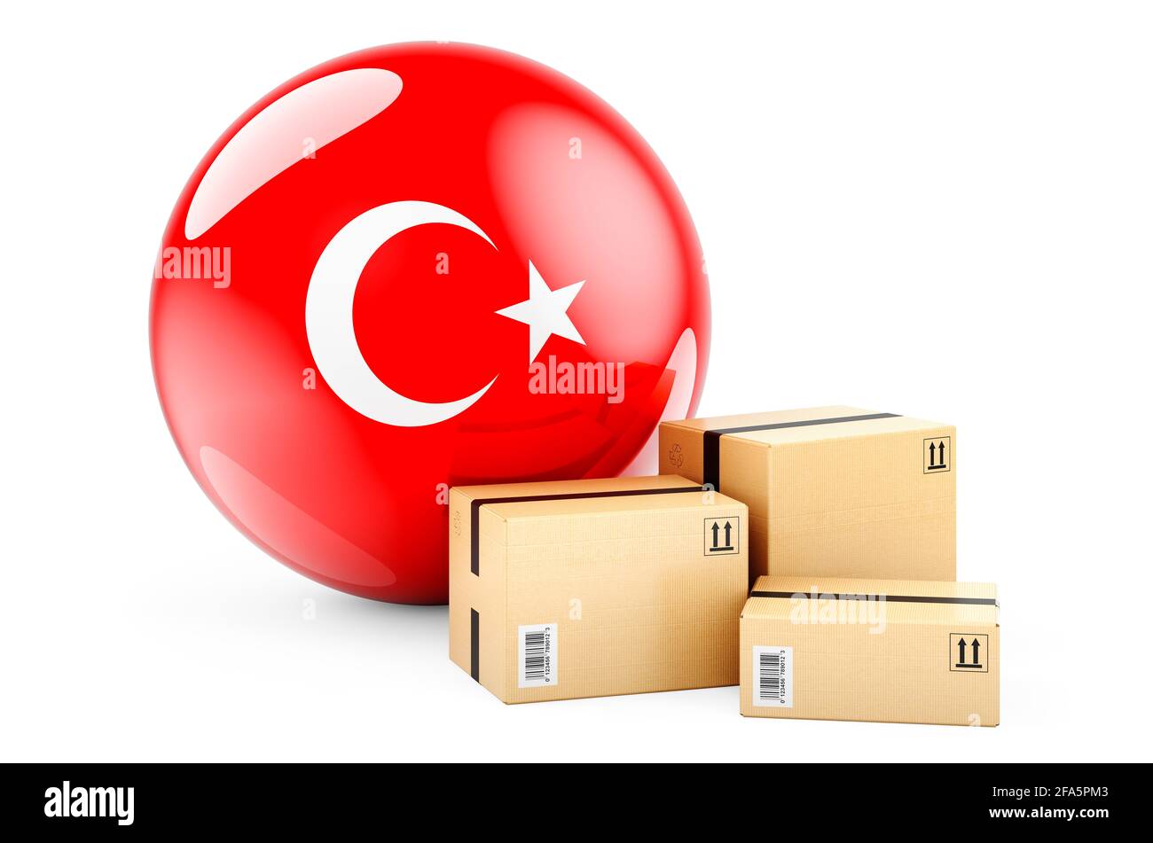 Parcels with Turkish flag. Shipping and delivery in Turkey, concept. 3D ...