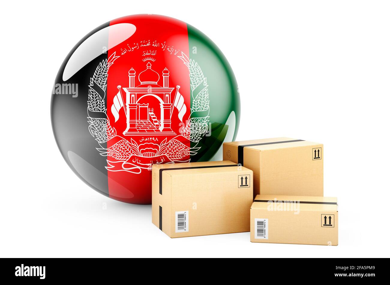 Parcels with Afghan flag. Shipping and delivery in Afghanistan, concept ...