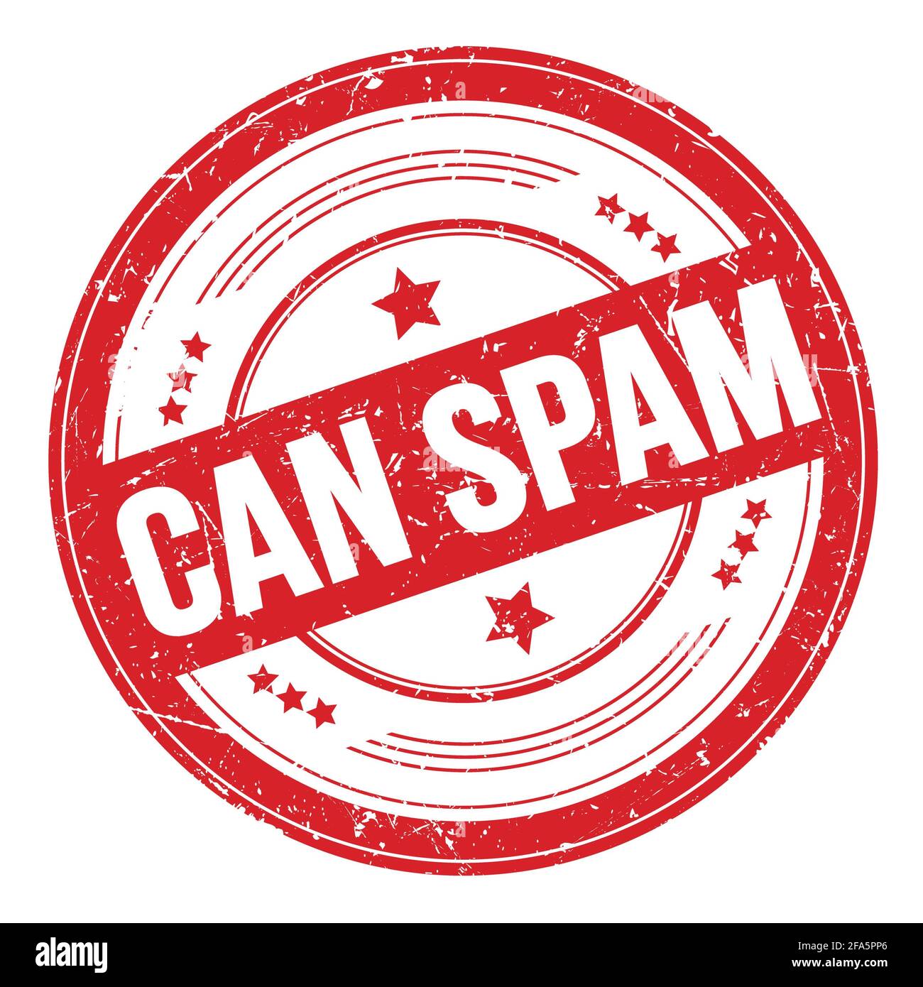 CAN SPAM text on red round grungy texture stamp Stock Photo - Alamy