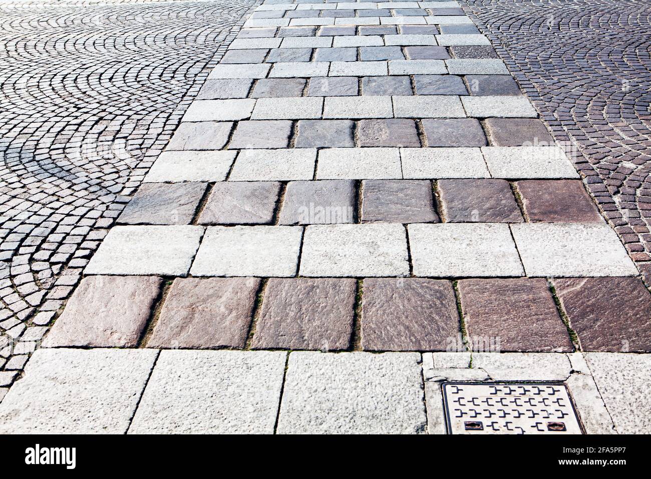 Street with Granite Pavement in Old Town Stock Photo - Alamy