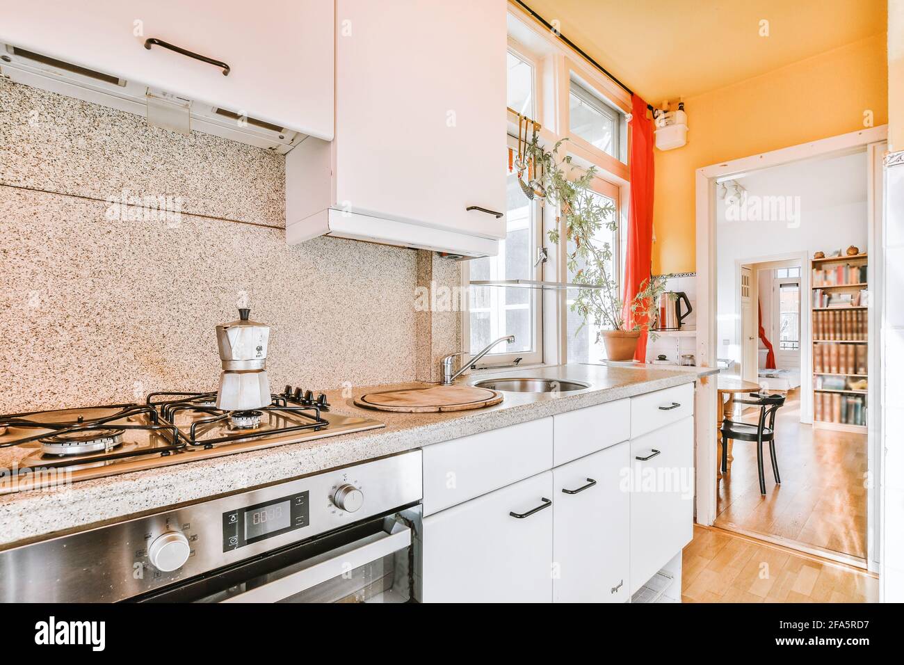 Bright and modern kitchen design Stock Photo - Alamy