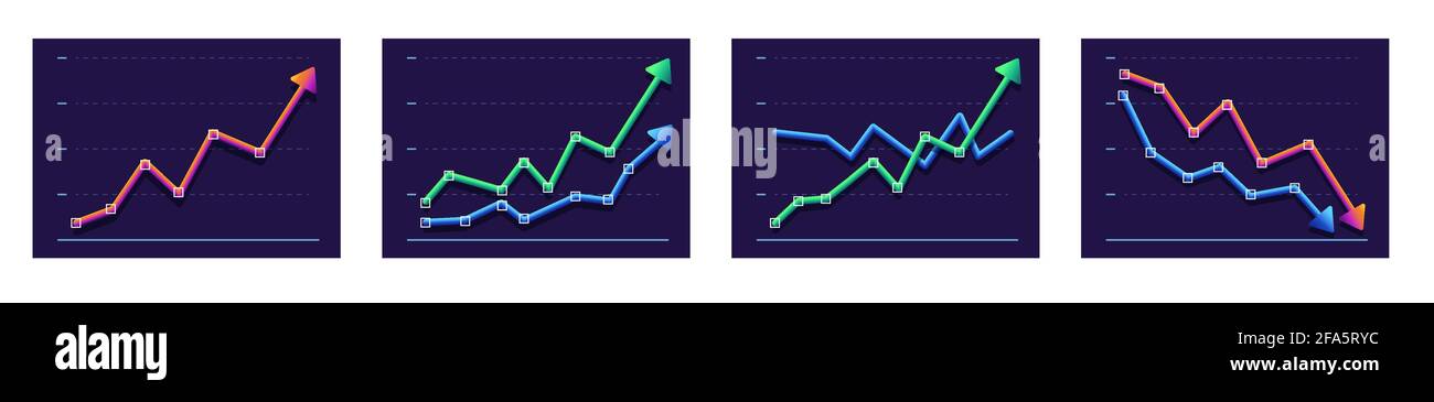 Abstract chart with two arrows moving up and down. profit growth and ...