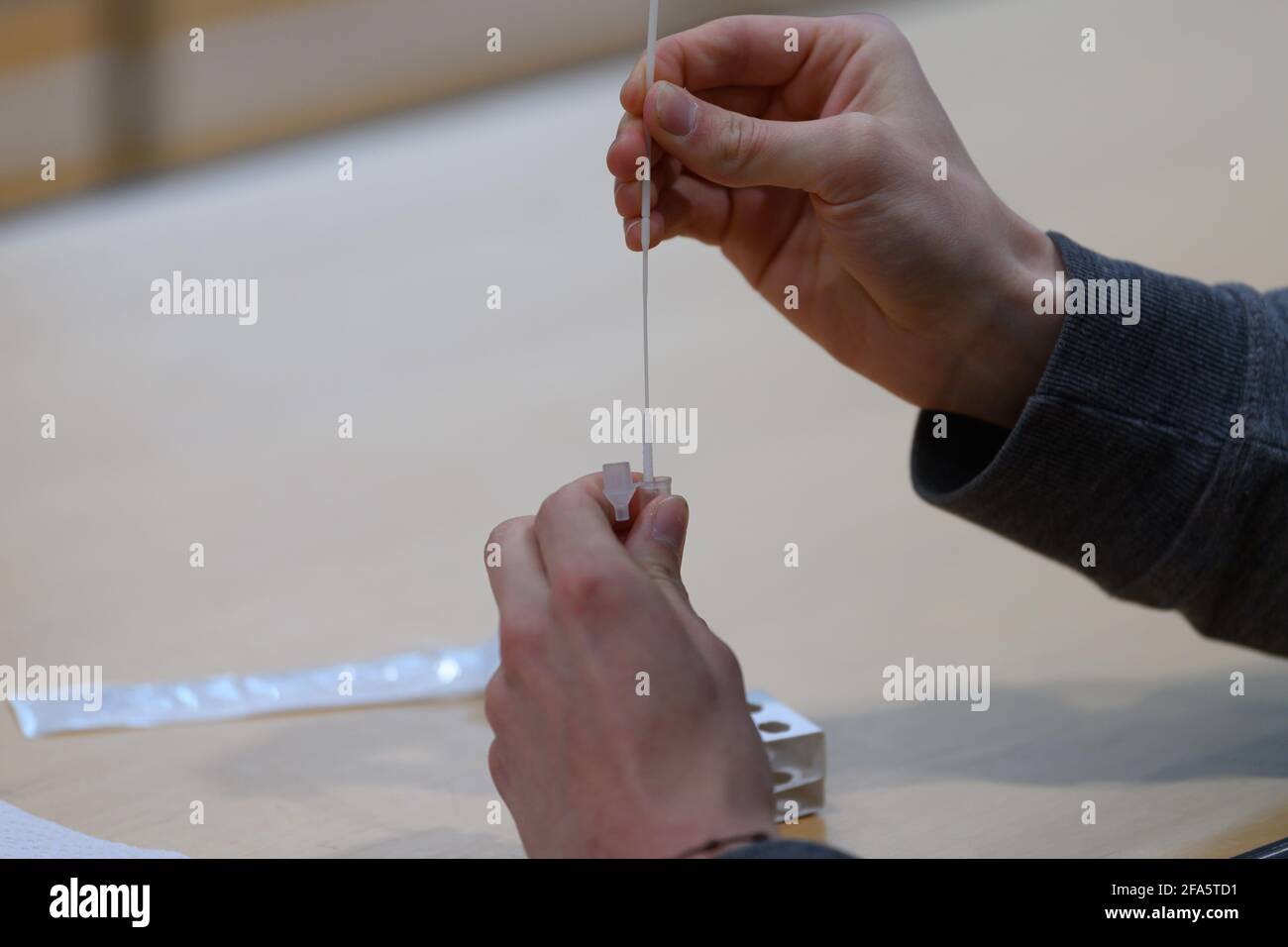 Dresden, Germany. 23rd Apr, 2021. A student of the St.-Benno-Gymnasium ...