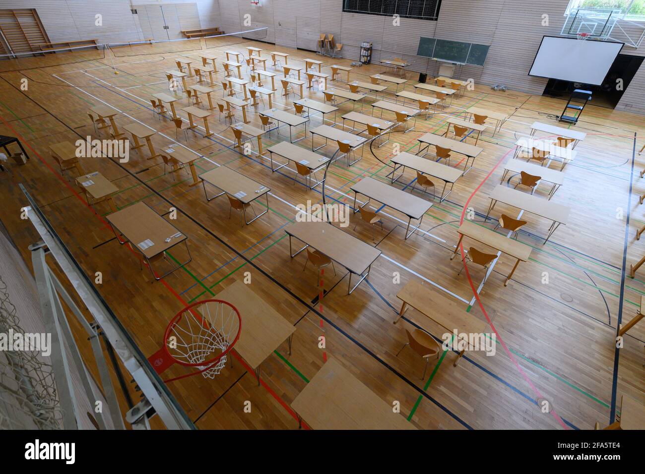 Dresden, Germany. 23rd Apr, 2021. Tables and chairs are ready in the ...