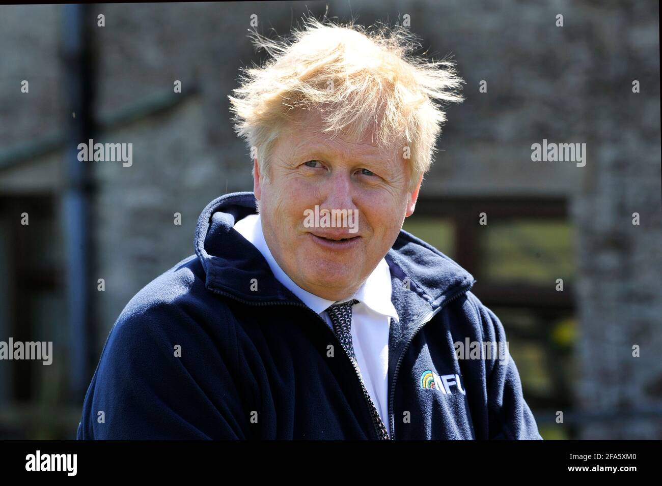 Prime Minister Boris Johnson during a visit to the Moor Farm in Stoney ...