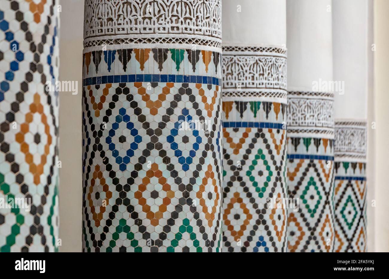 A picture of a row of columns in the Museum of Marrakesh Stock Photo ...