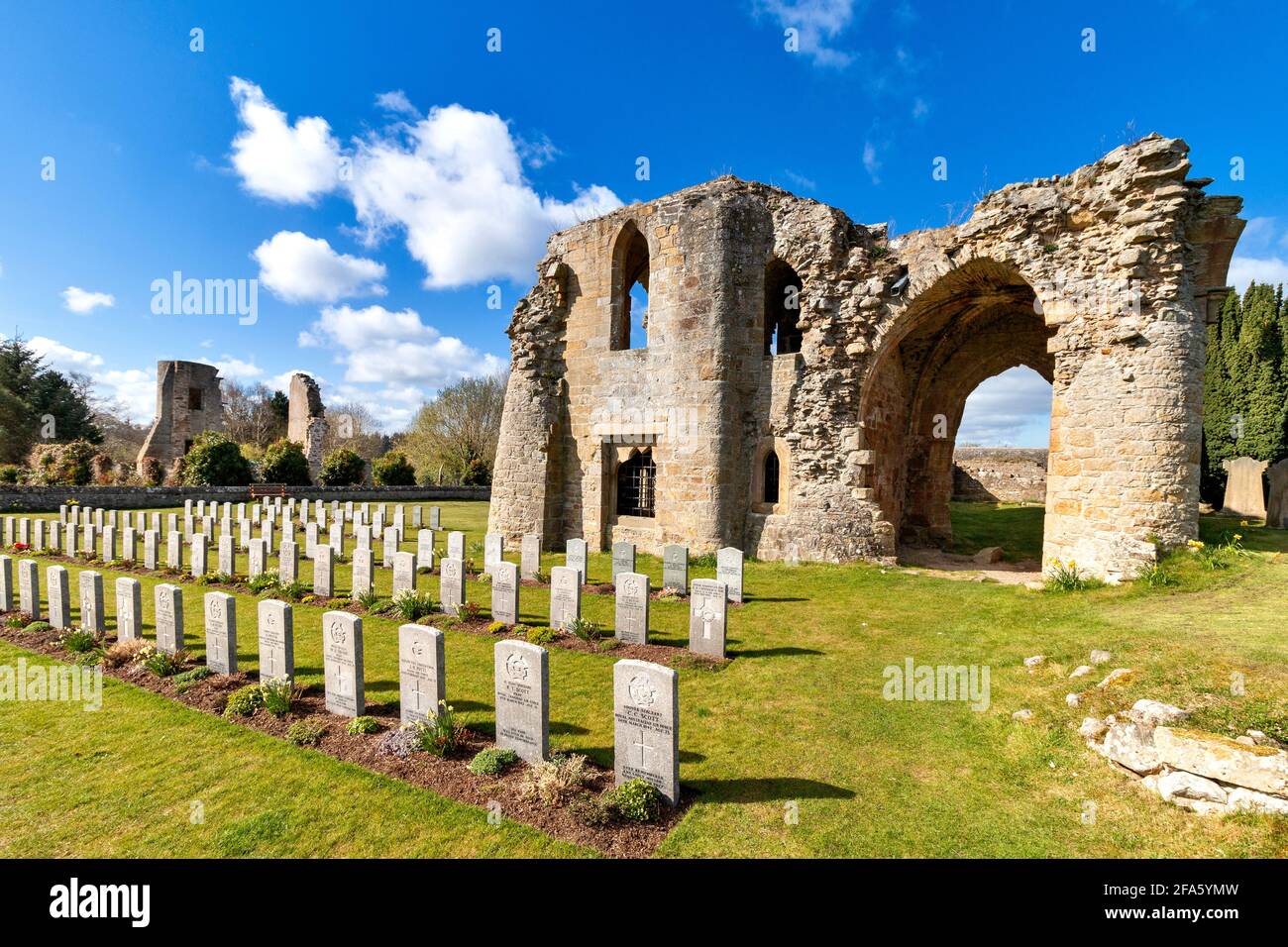 KINLOSS ABBEY MORAY SCOTLAND A VIEW FROM THE EAST WITH ROWS OF ...