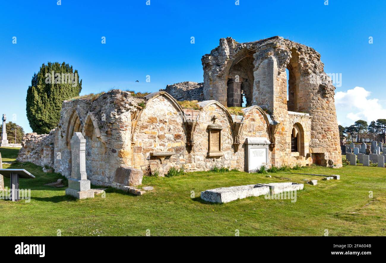 KINLOSS ABBEY MORAY SCOTLAND THE VIEW OF ABBEY FROM SOUTH WEST WITH TWO ...