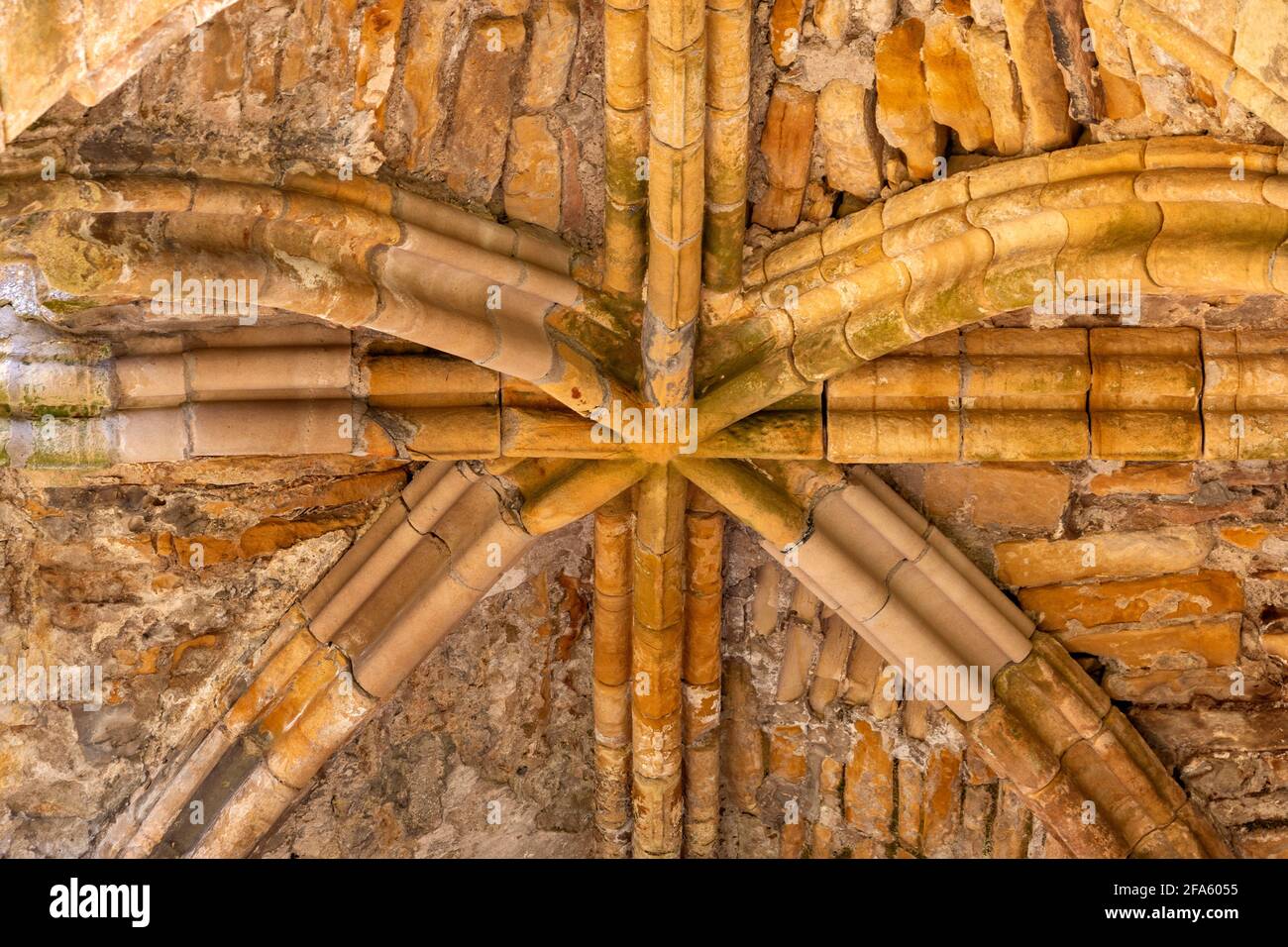 KINLOSS ABBEY MORAY SCOTLAND THE VIEW OF THE INTERIOR ROOF VAULTING ...