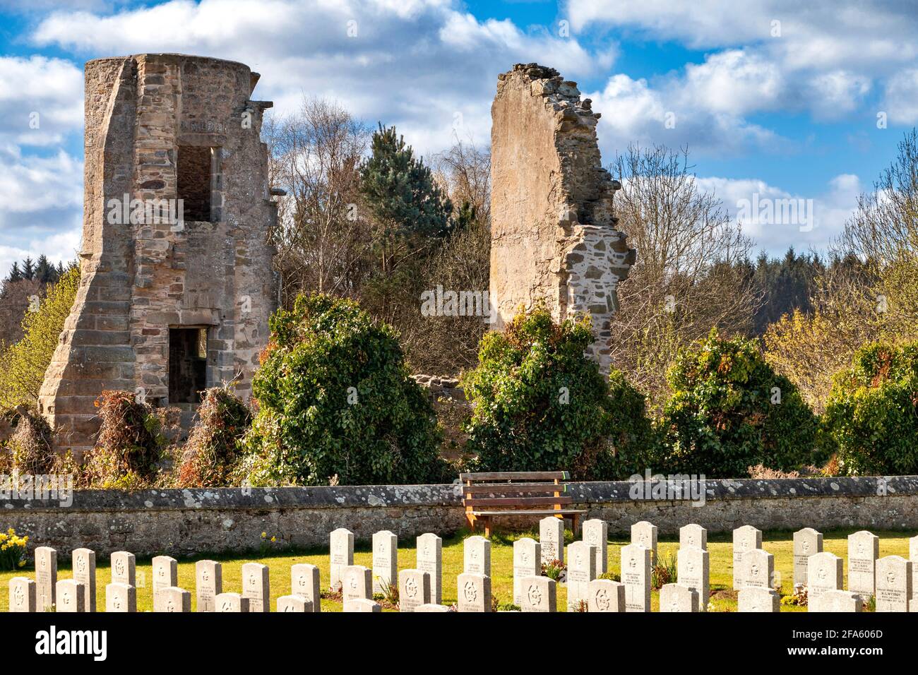 KINLOSS ABBEY MORAY SCOTLAND THE VIEW OF THE REMAINS OF THE ABBOT'S ...