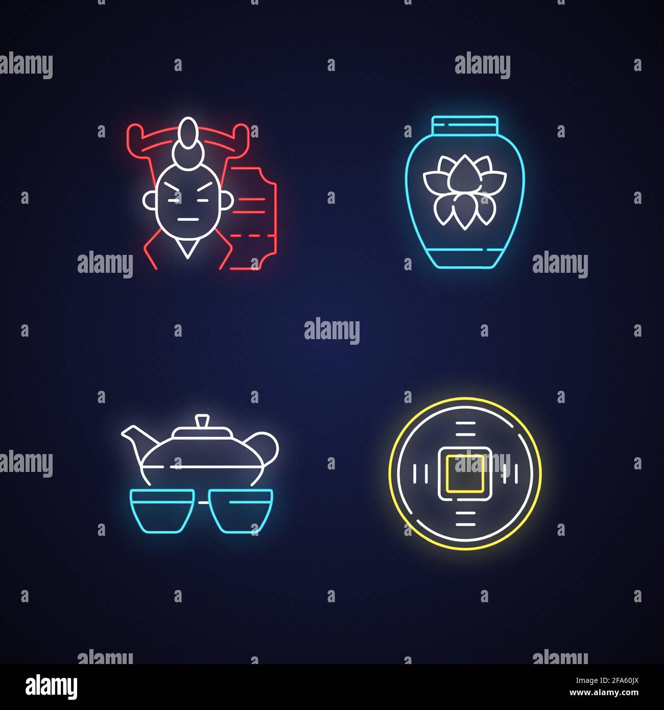 Asia neon light icons set Stock Vector Image & Art - Alamy