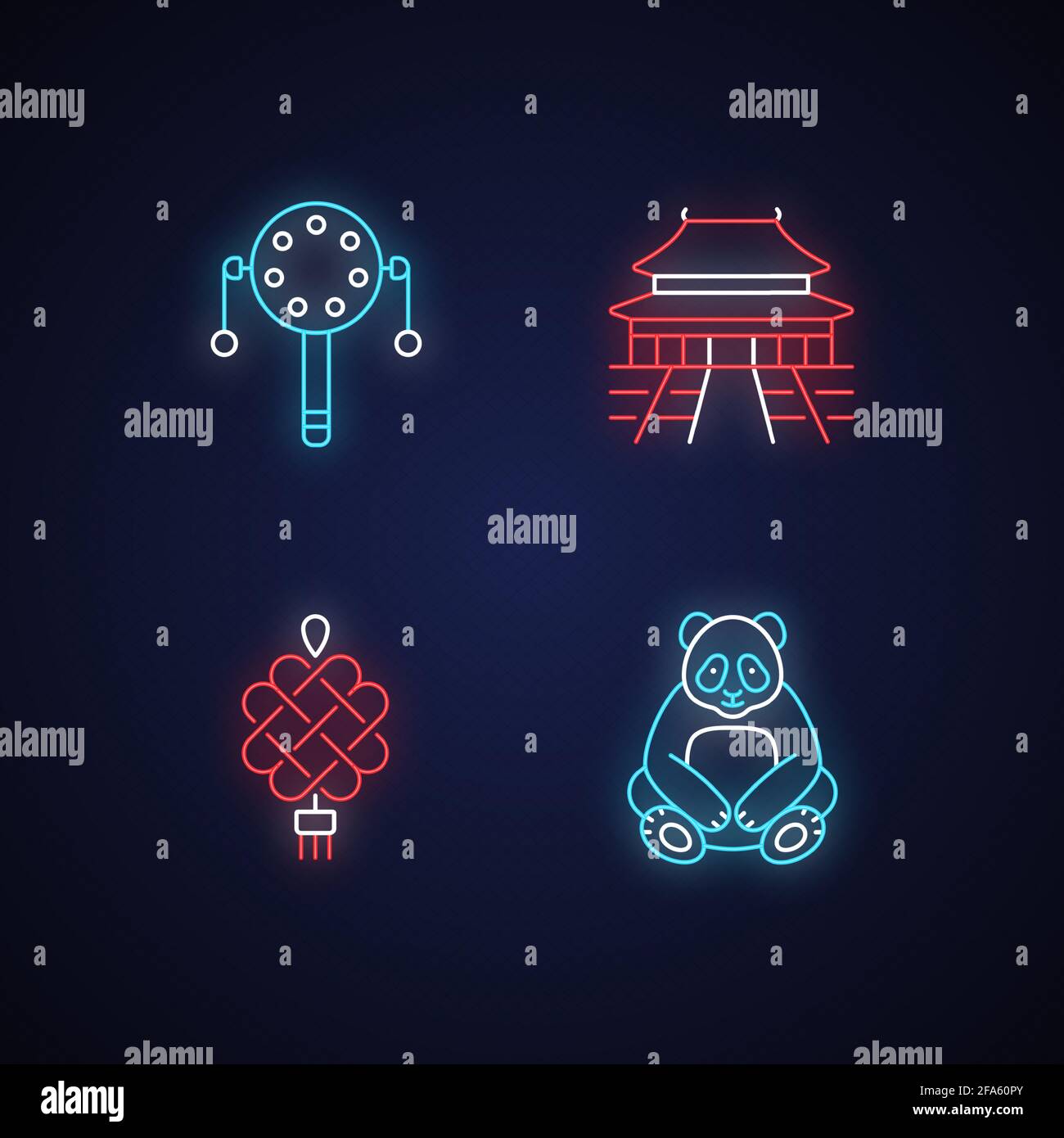 Chinese culture neon light icons set Stock Vector Image & Art - Alamy