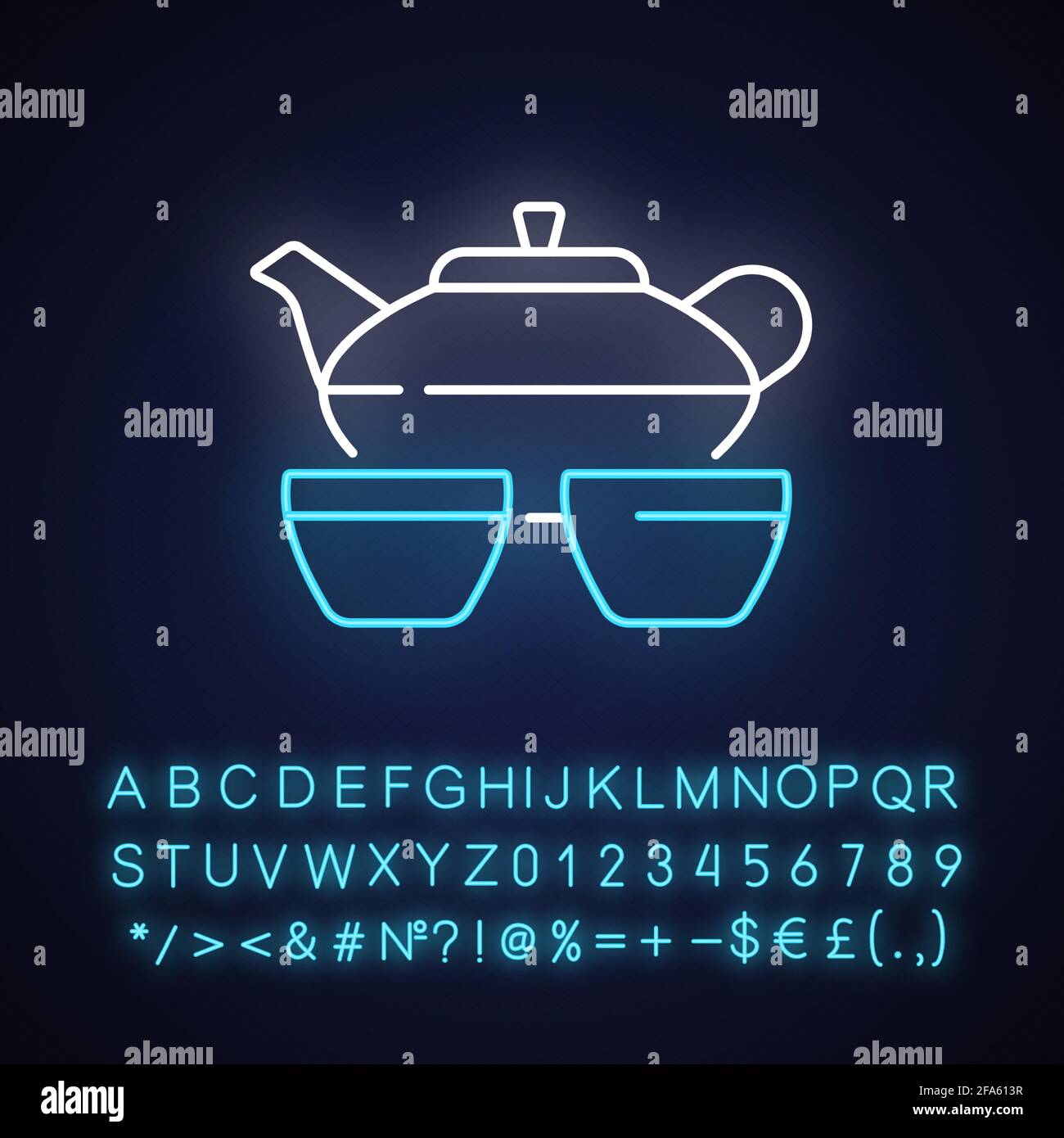 Chinese tea set neon light icon Stock Vector Image & Art - Alamy