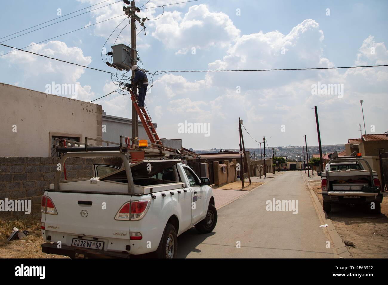 Johannesburg South Africa 22nd April 2021 A eskom employee works on a ...