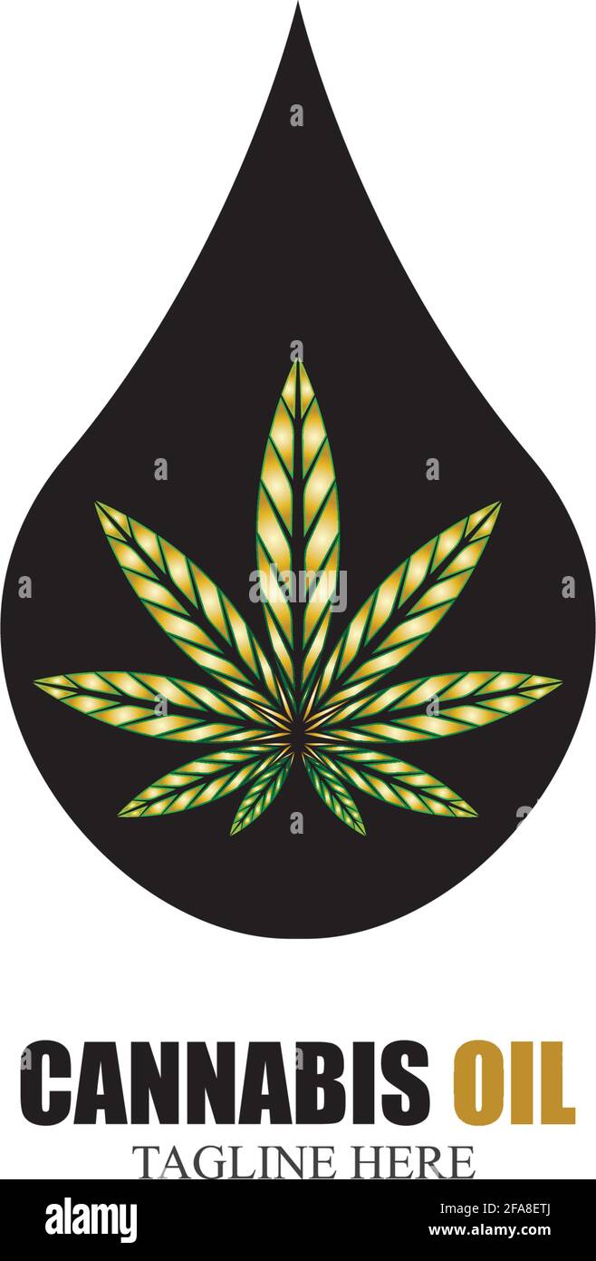 cannabis oil CBD cannabidiol hemp marijuana leaf logo vector Stock ...