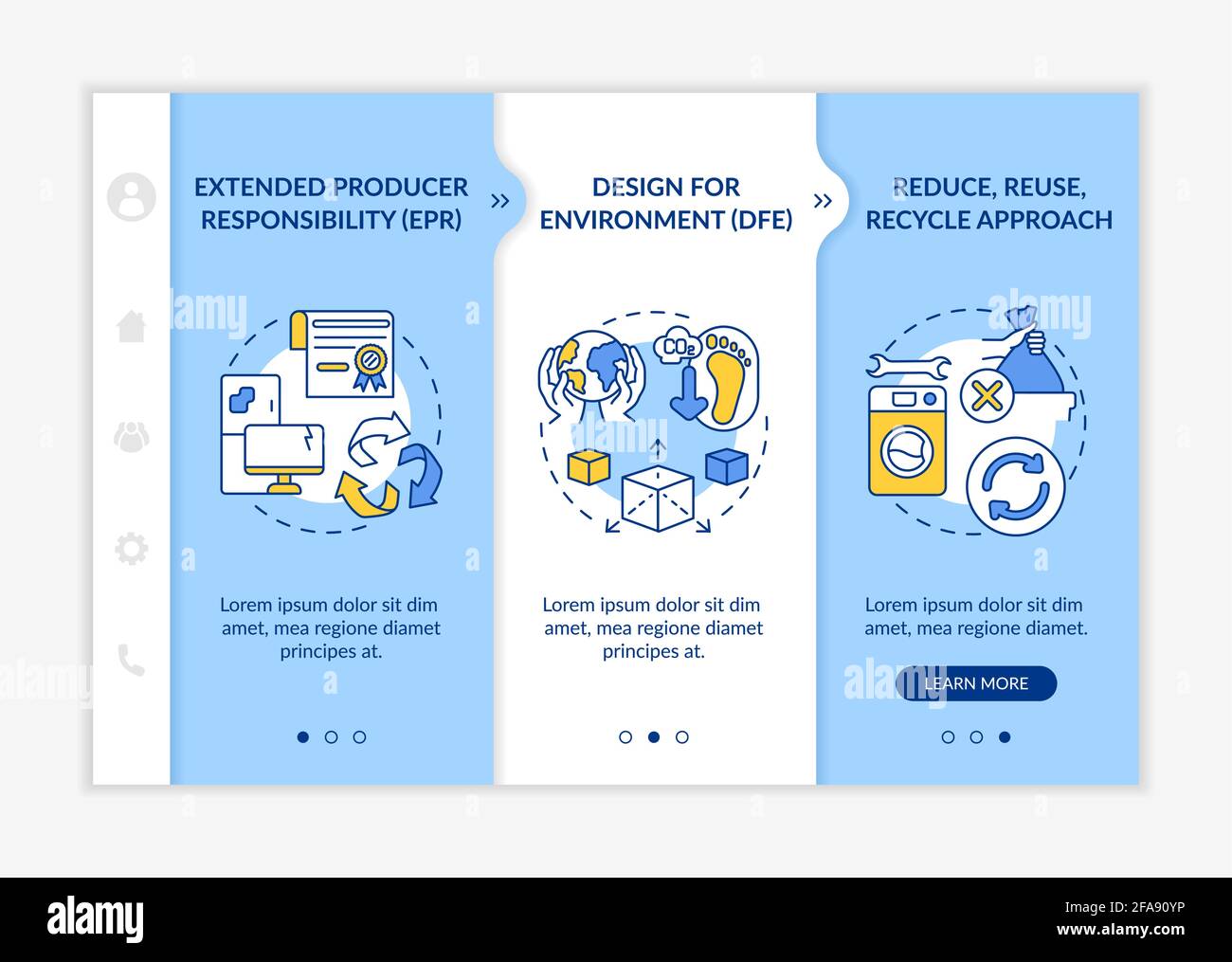 Electronic waste reduction initiatives onboarding vector template Stock ...