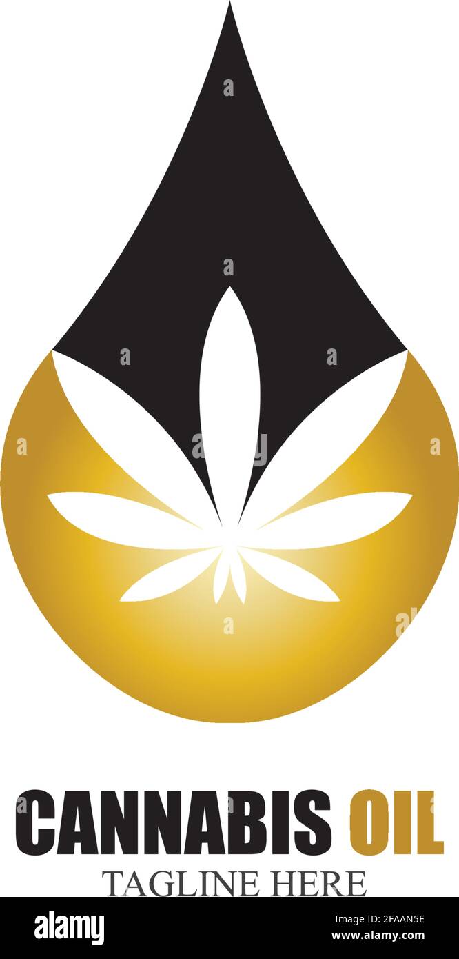 cannabis oil CBD cannabidiol hemp marijuana leaf logo vector Stock ...
